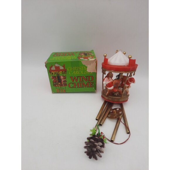 Holiday | Christmas Carousel Wind Chime 3 Blow Mold Santas Riding ...